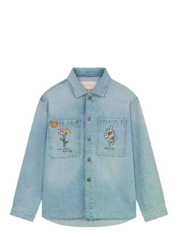Mira Mikati Floral-embroidered Cotton Jacket - Blue