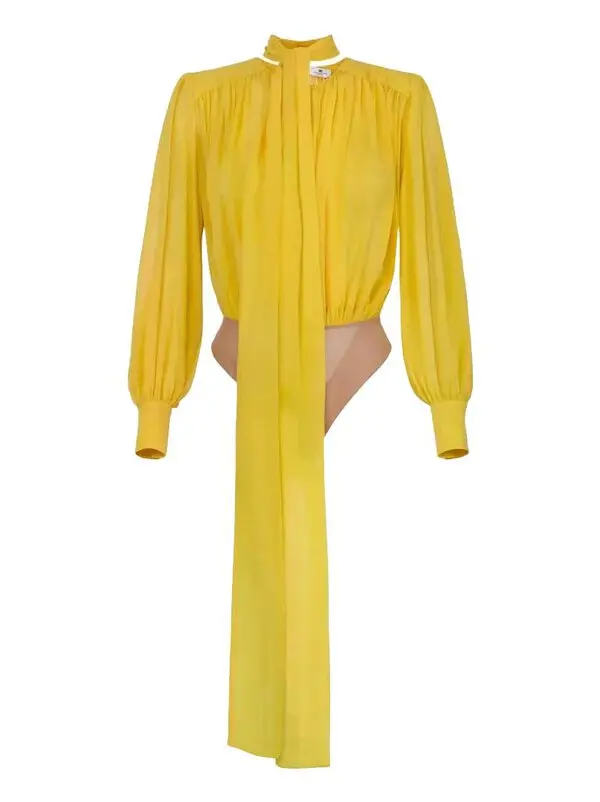 Elisabetta Franchi Sash Balloon-sleeve Bodysuit - Yellow