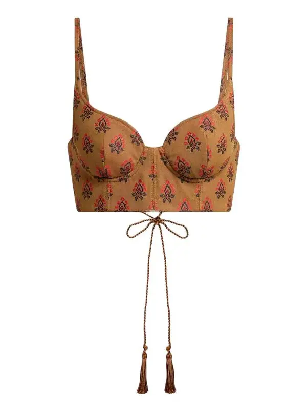 Etro Flower-embroidered Crop Top - Neutrals