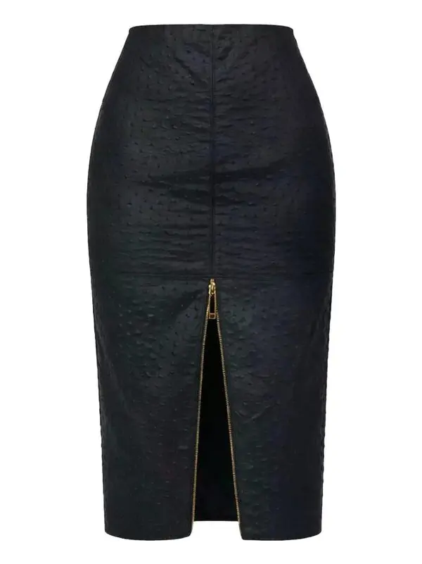 Elisabetta Franchi High-waist Ostrich Print Midi Skirt - Black