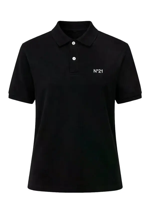 N°21 Logo-embroidered Polo Shirt - Black