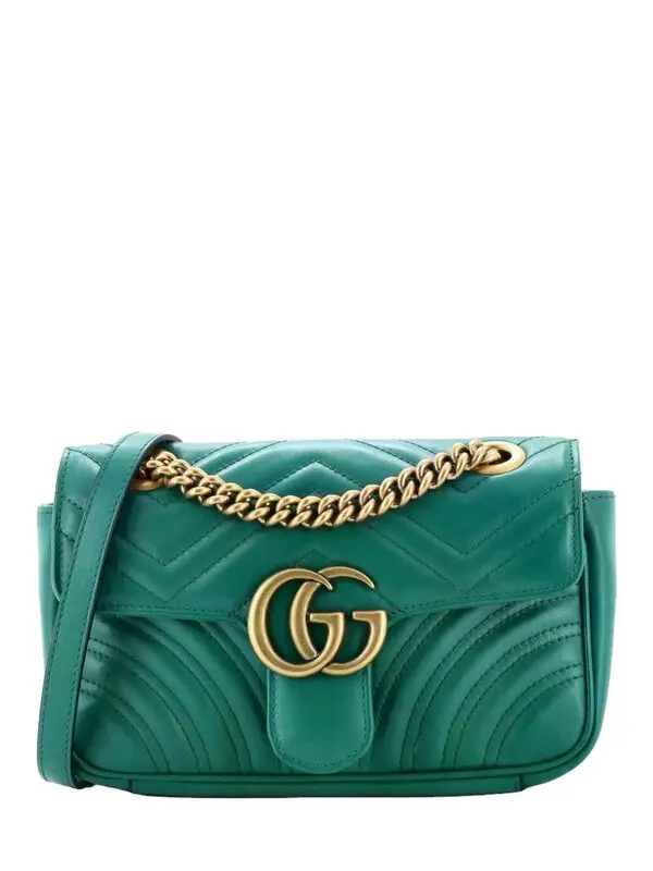 Gucci Gg Marmont Flap Bag Matelasse Leather Mini - Green