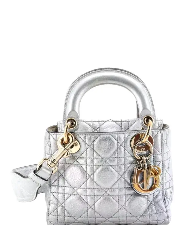 Dior Lady Mini Satchel Bag - Silver