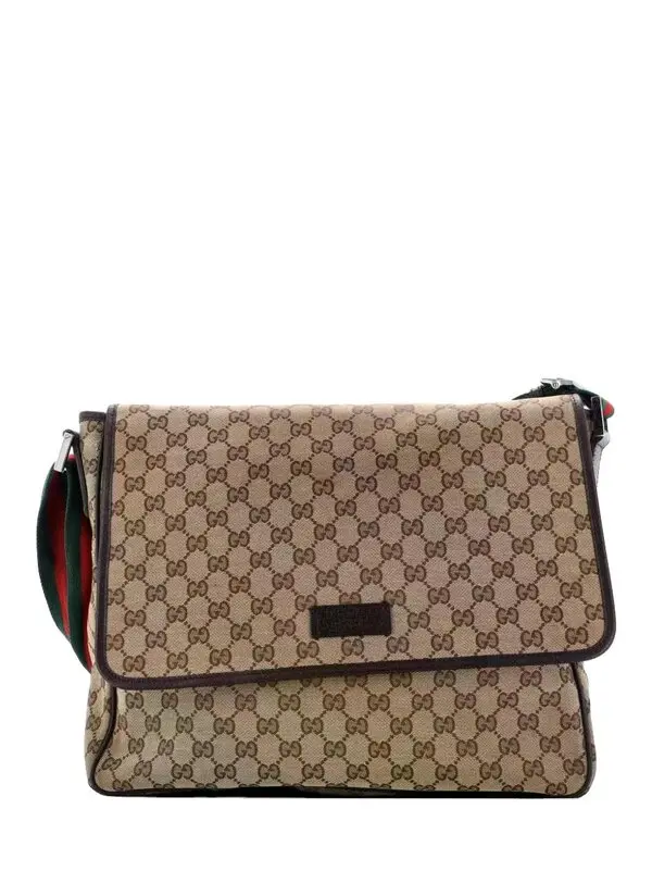 Gucci Web-strap Flap Messenger Bag - Brown