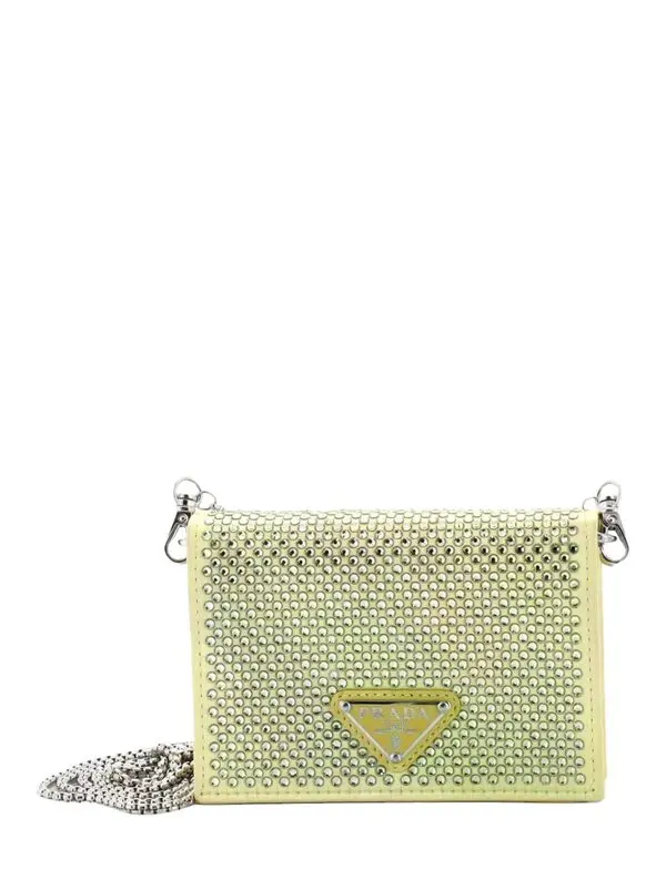 Prada Flap Card Holder With Chain - Yellow