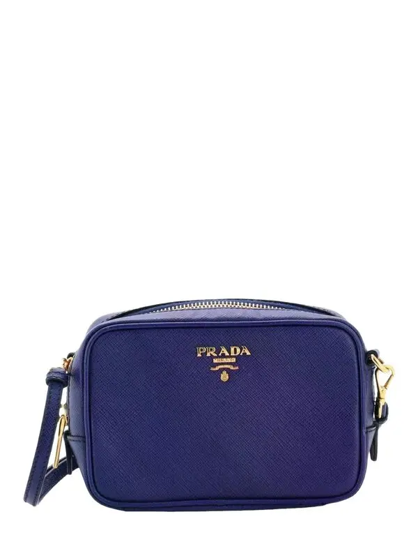 Prada Zip Saffiano Leather Mini Crossbody Bag - Blue