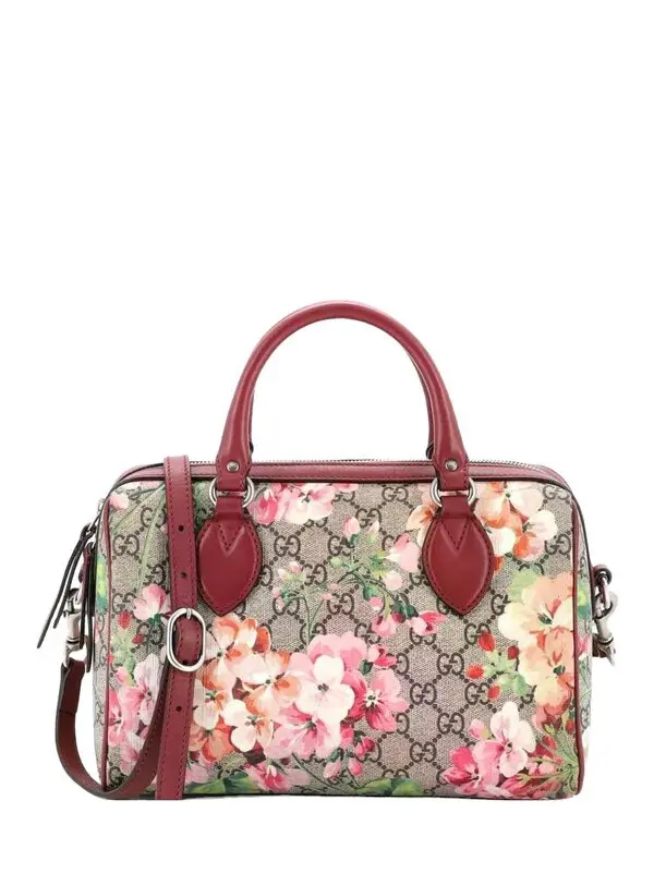 Gucci Blooms Print Gg Coated Canvas Small Satchel Convertible Boston Bag - Brown