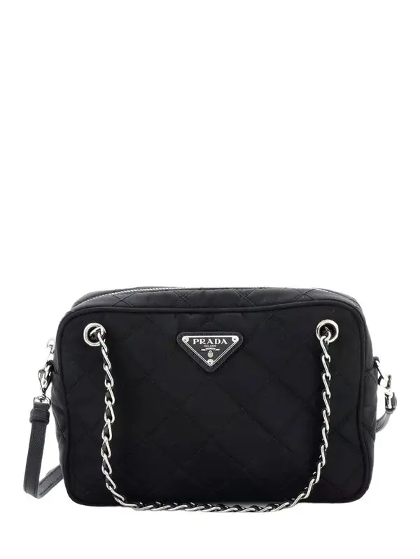 Prada Camera Bag Quilted Tessuto Small Shoulder Bag - Black