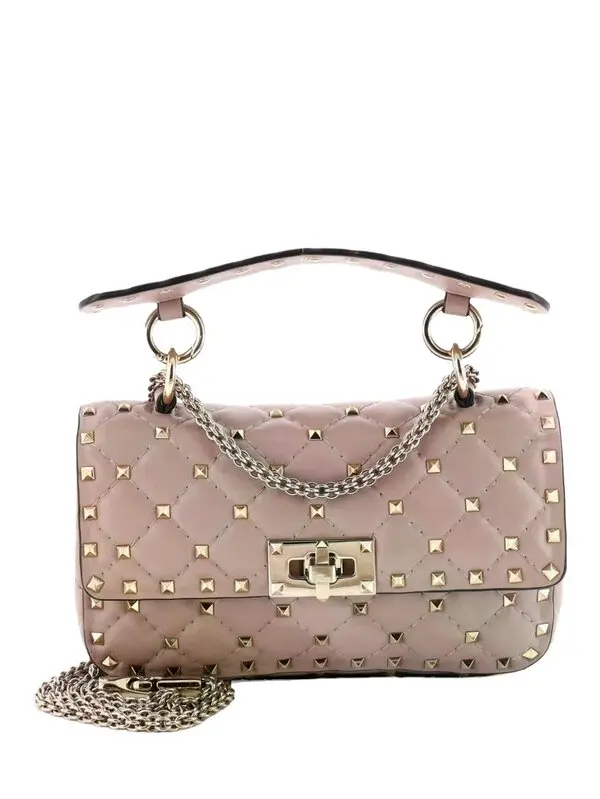 Valentino Garavani Rockstud Spike Flap Bag Quilted Leather Small Crossbody - Pink