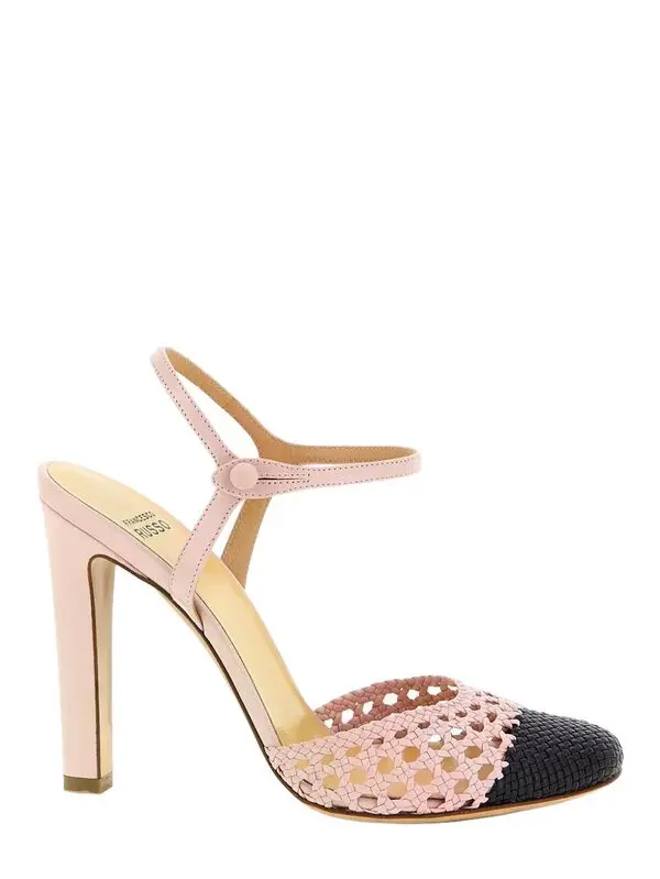 FRANCESCO RUSSO Crocheted Leather Pumps - Pink