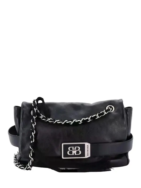 Balenciaga Modu Chain Flap Medium Shoulder Bag - Black