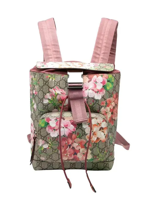 Gucci Gg Supreme Blooms Single Buckle Backpack - Pink