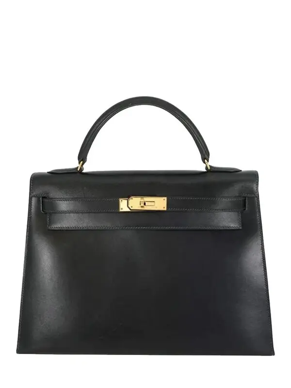 Hermès 1993 Box Calf Kelly Sellier 32 Satchel - Black