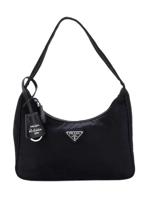 Prada Re-edition 2000 Tessuto Mini Hobo Bag - Black