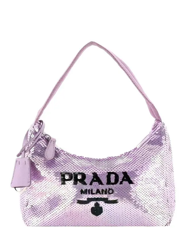 Prada Re-edition 2000 Sequins Mini Hobo Bag - Purple