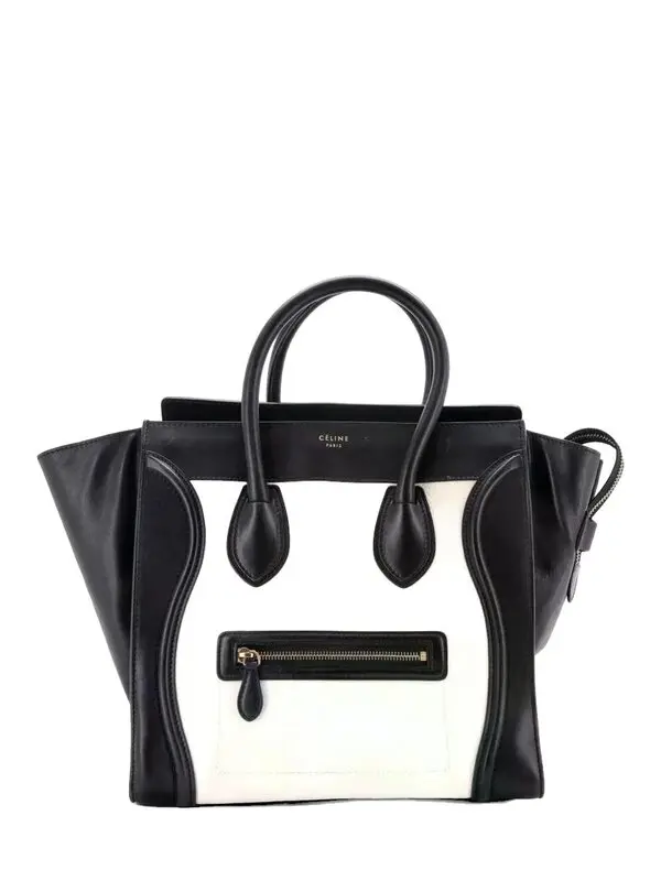 Celine Bicolor Luggage Mini Satchel - White