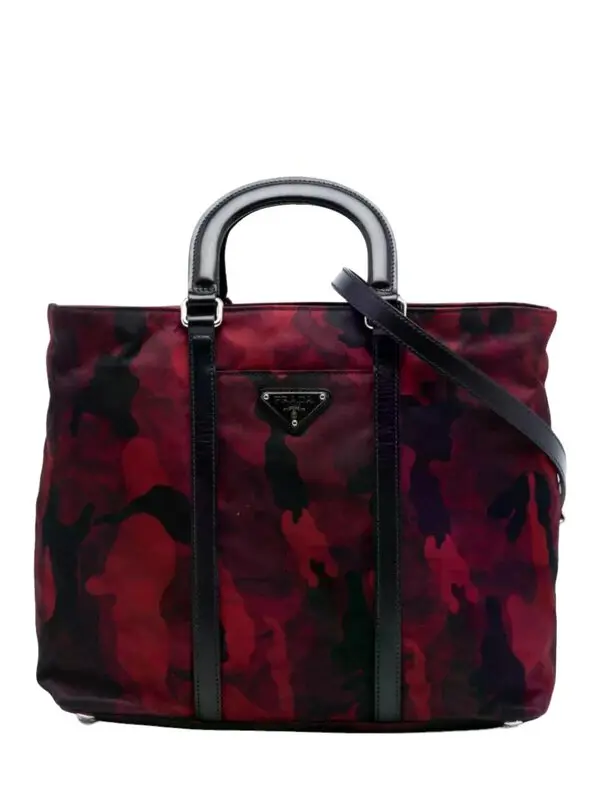 Prada Tessuto Camouflage Satchel - Red