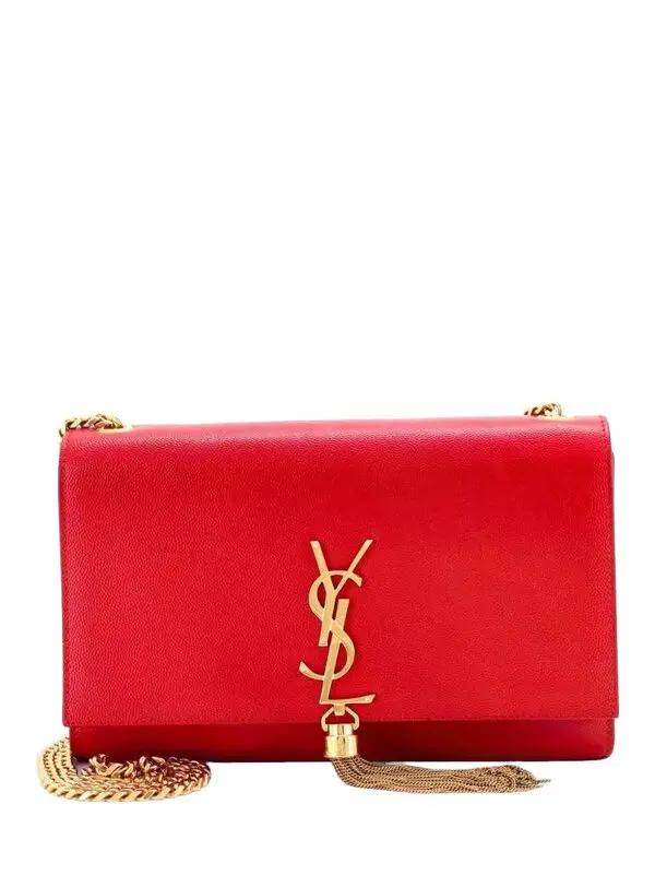 Saint Laurent Classic Monogram Tassel Crossbody Bag - Red
