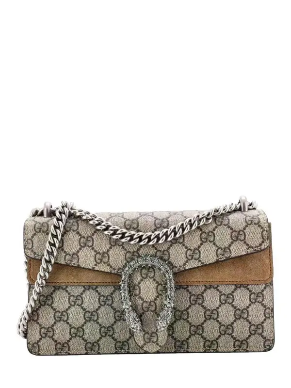 Gucci Dionysus Small Shoulder Bag Gg Coated Canvas With Embellished Metal - Brown