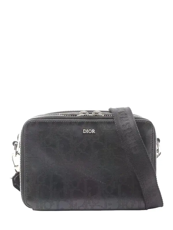 Dior 2010-2025 Perforated Oblique Calfskin Galaxy Crossbody Bag - Black