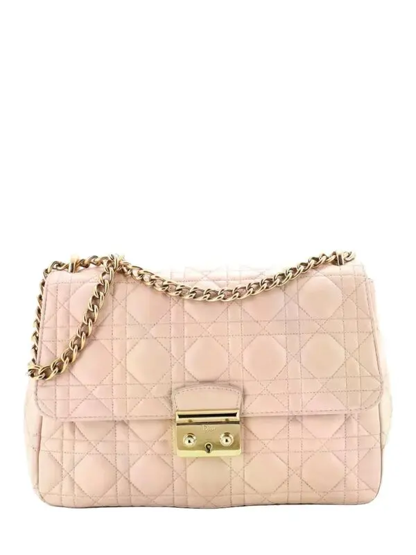 Dior Long Chain Miss Bag Cannage Quilt Lambskin Medium - Neutrals