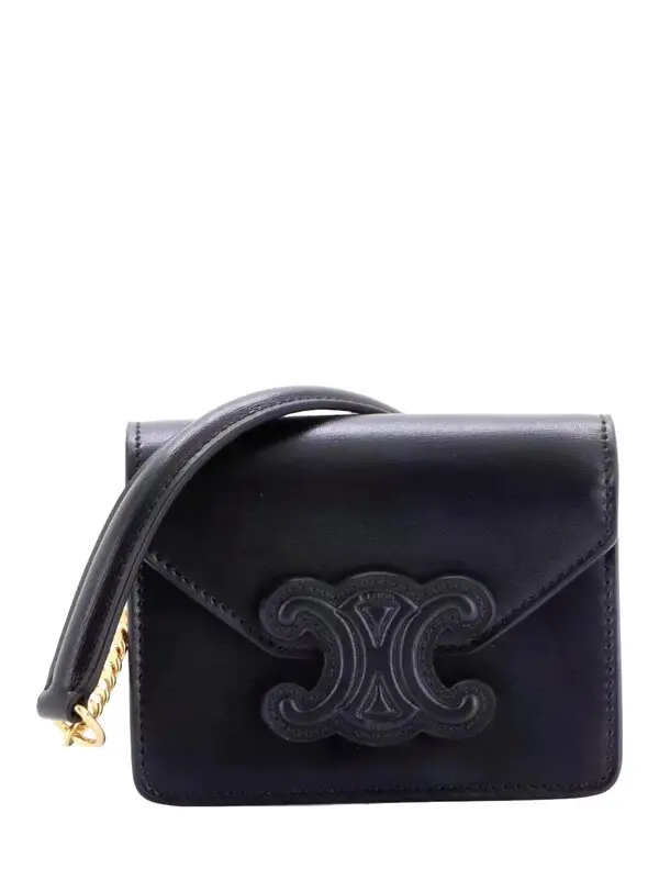 Celine Card Holder On Chain Leather Crossbody Bag - Black