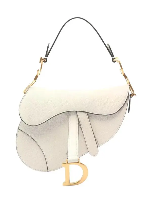 Dior 2010-2025 Mini Grained Calfskin Saddle Bag - White