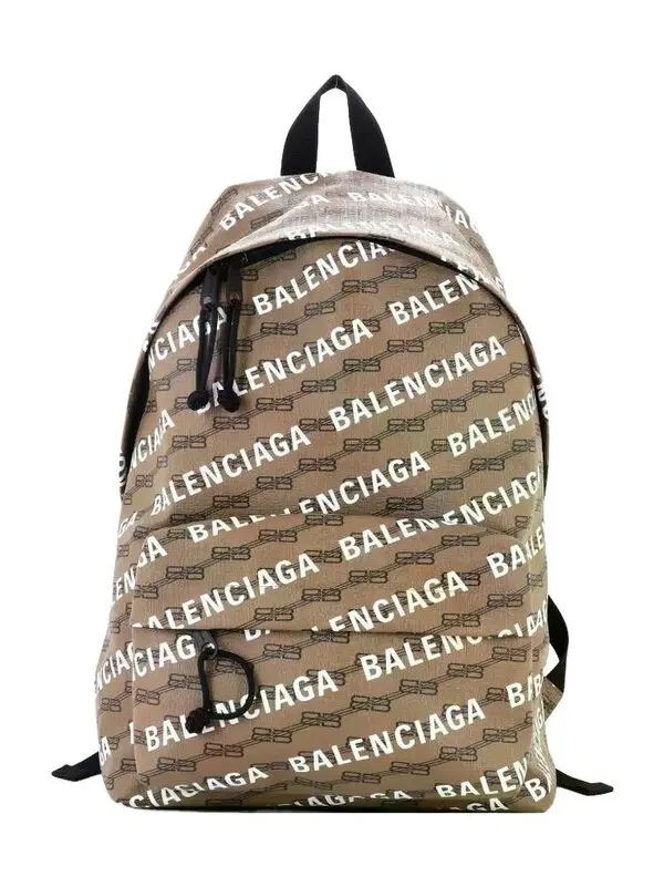 Balenciaga Signature Bb Logo Coated Canvas Backpack - Brown