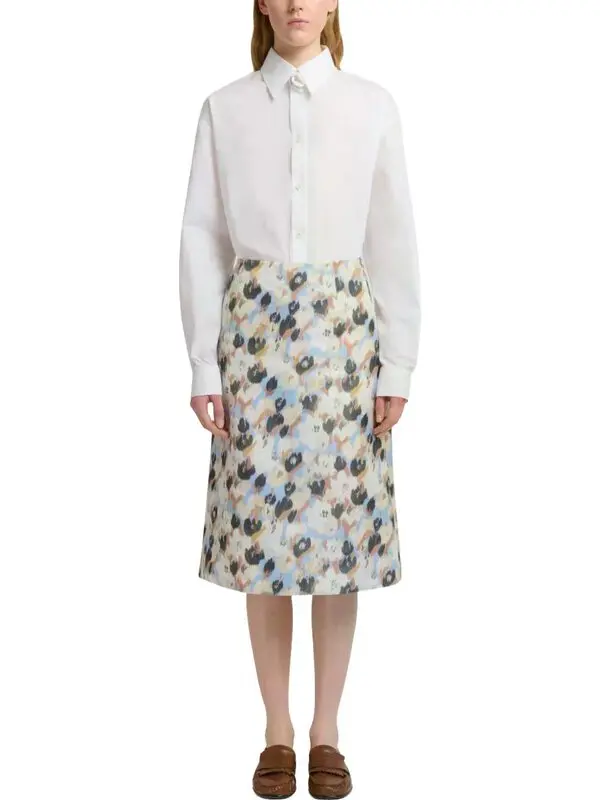 Marni Floral Print A-line Skirt - White