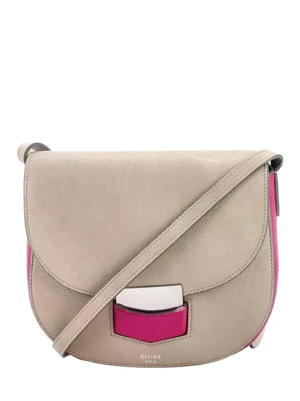 Celine Trotteur Grainy Leather Small Crossbody Bag - Neutrals
