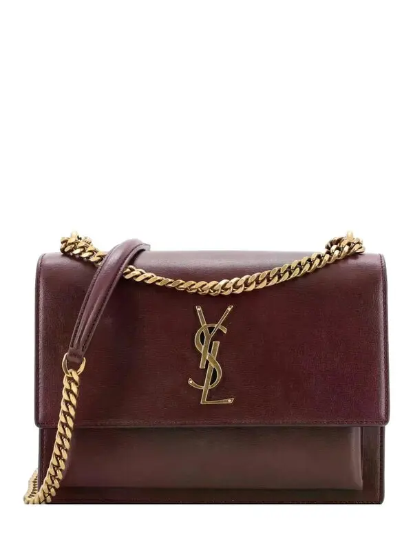 Saint Laurent Sunset Leather Medium Crossbody Bag - Red