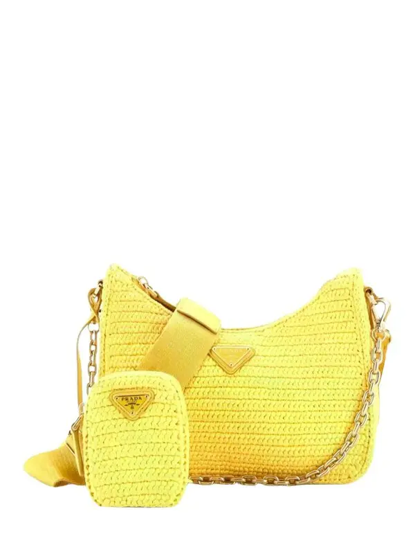 Prada Re-edition 2005 Raffia Shoulder Bag - Yellow