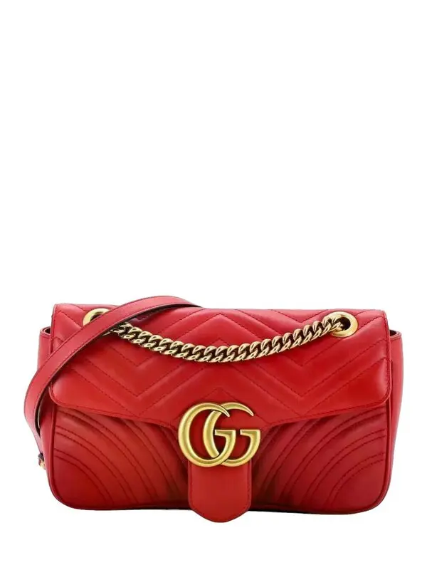 Gucci Gg Marmont Flap Bag Matelasse Leather Small - Red