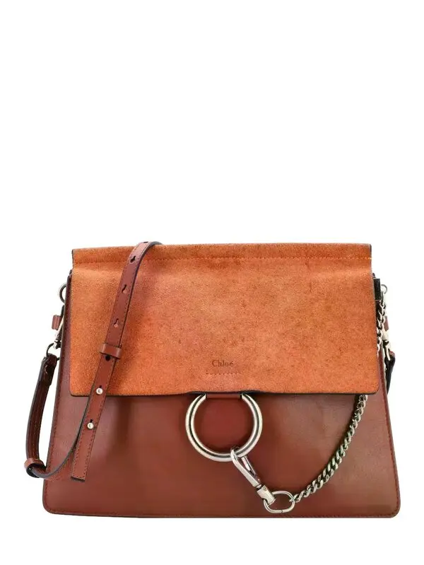 Chloé Faye Leather And Suede Medium Shoulder Bag - Brown