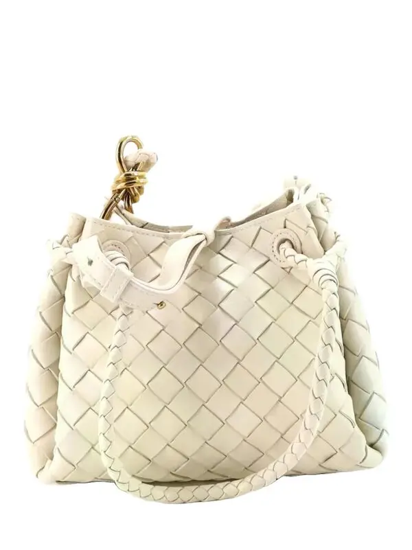 Bottega Veneta Parachute Handle Intrecciato Leather Small Satchel - White