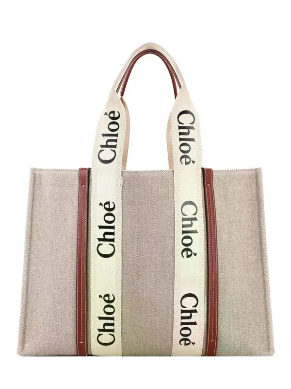 Chloé Woody Canvas Large Tote Bag - Brown
