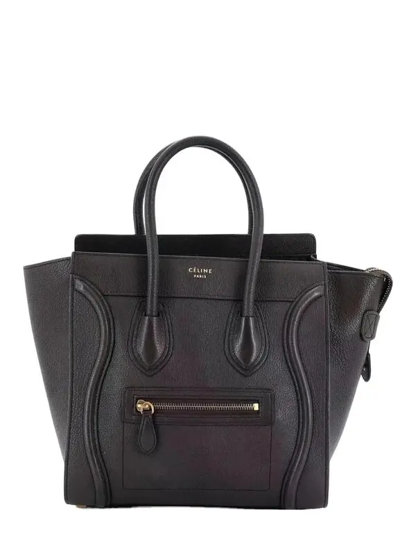 Celine Luggage Bag Grainy Leather Micro Tote - Brown
