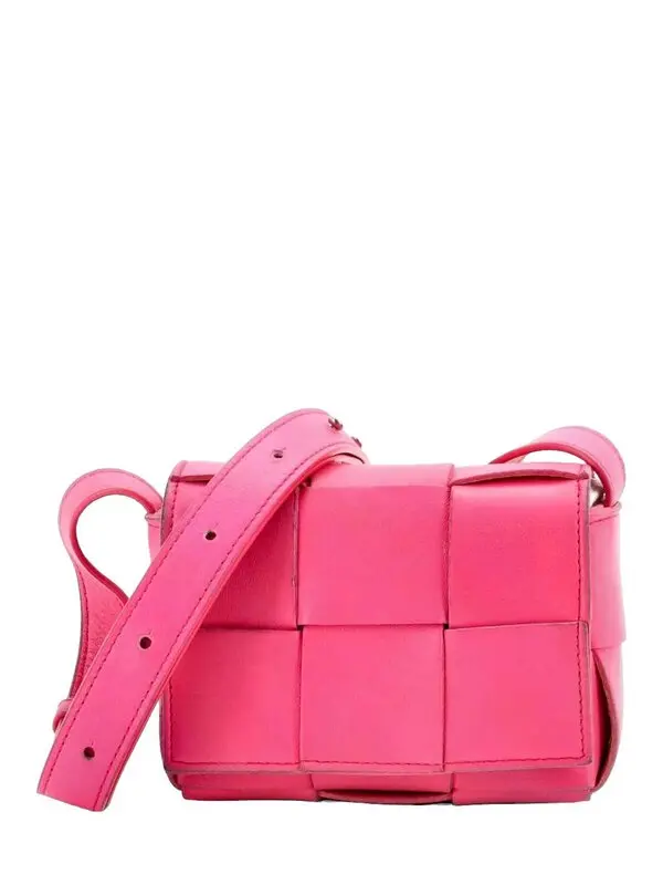 Bottega Veneta Cassette Maxi Intrecciato Leather Crossbody Bag - Pink