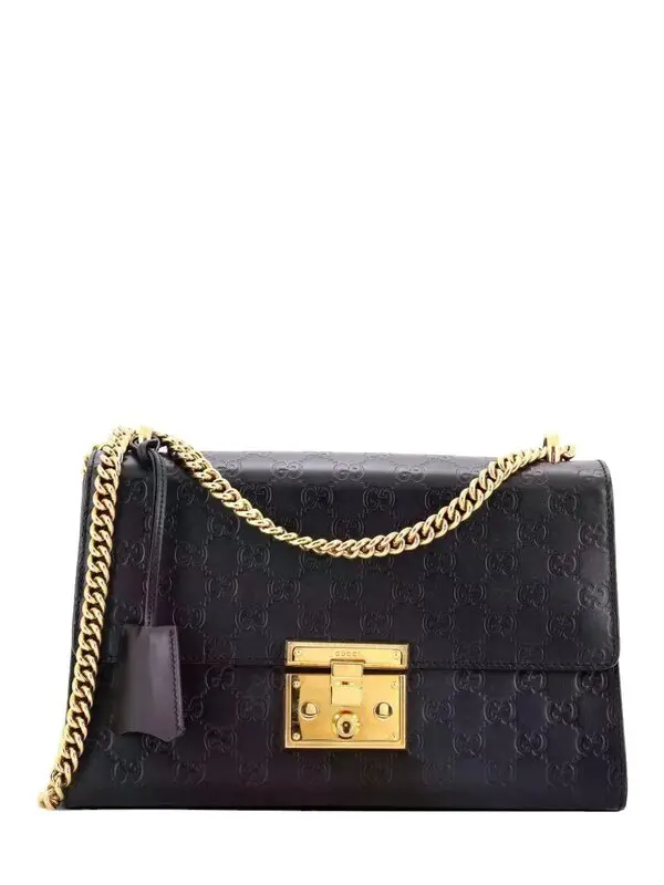 Gucci Padlock Sissima Leather Medium Shoulder Bag - Black