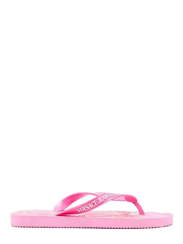 Versace Floral-print Flip Flops - Pink