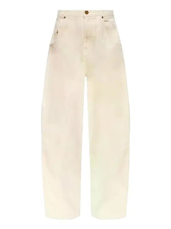 WILLY CHAVARRIA Logo Patch Denim Trousers - Neutrals
