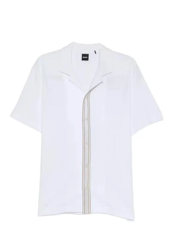 BOSS Knitted Button Shirt - White