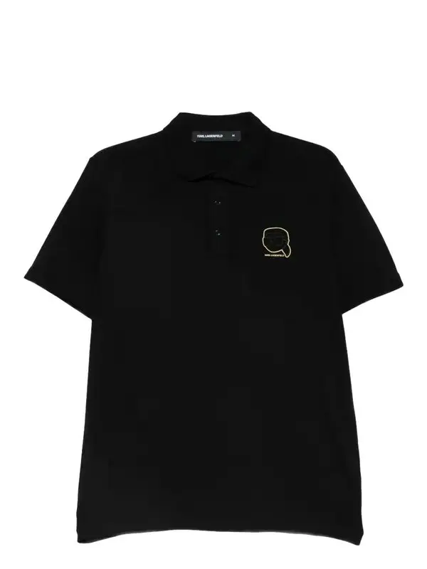 Karl Lagerfeld Appliqué Polo Shirt - Black