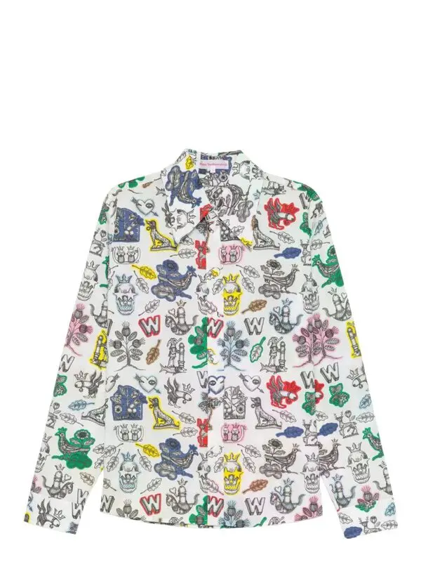 WALTER VAN BEIRENDONCK All-over Graphic Print Shirt - White