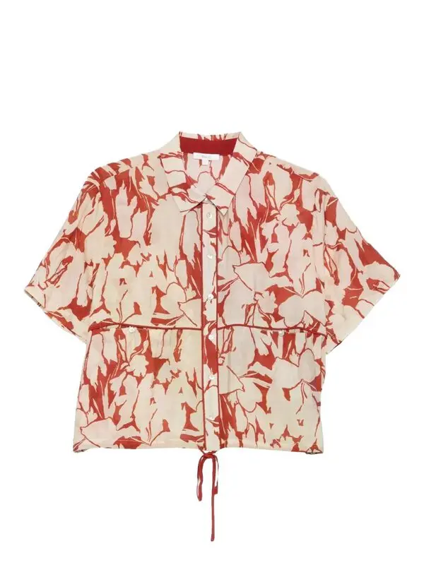 YERSE Floral-print Shirt With Drawstring - Neutrals