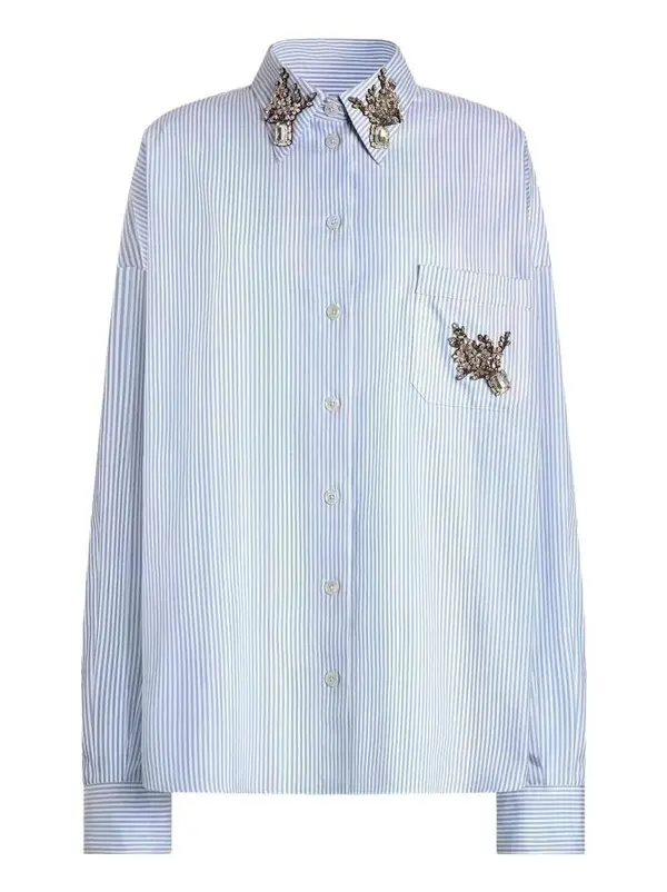 Dolce & Gabbana Striped Poplin Shirt - Blue