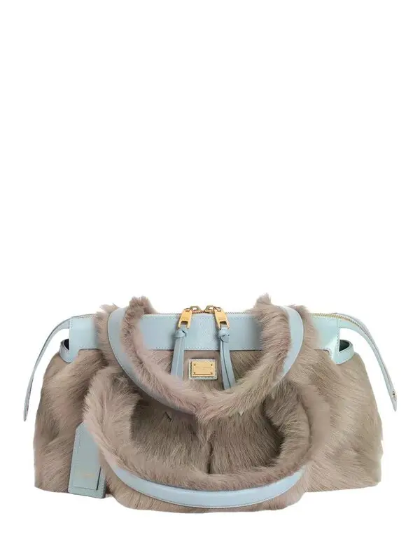 Dolce & Gabbana Vittoria Shoulder Bag In Shearling And Calfskin - Grey
