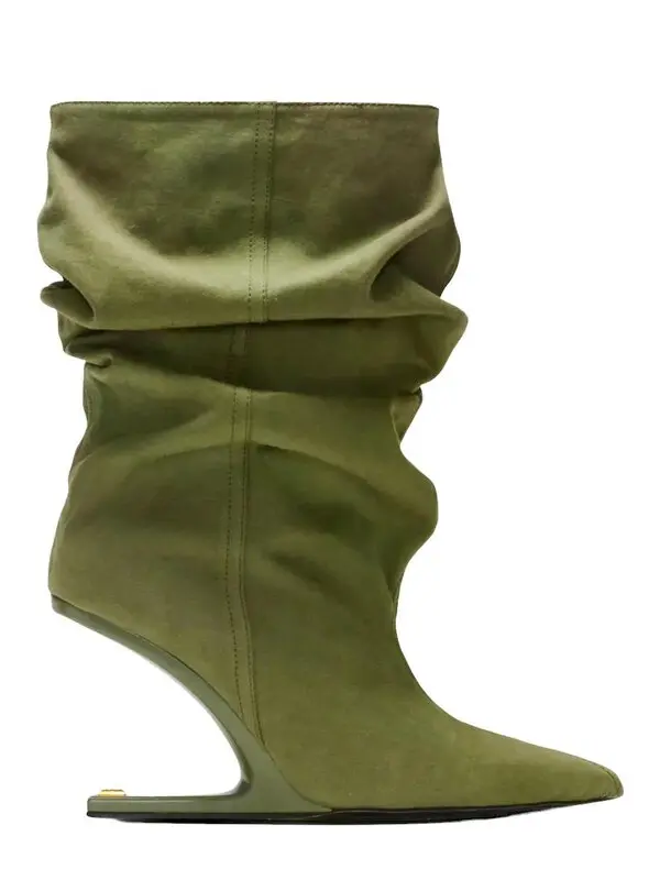 Balmain Draped Ankle Boots - Green