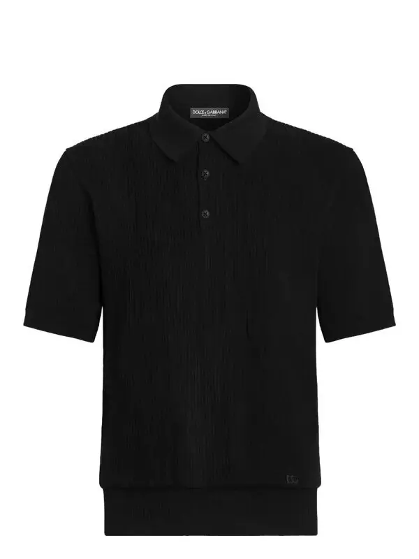 Dolce & Gabbana Ribbed Polo Shirt - Black