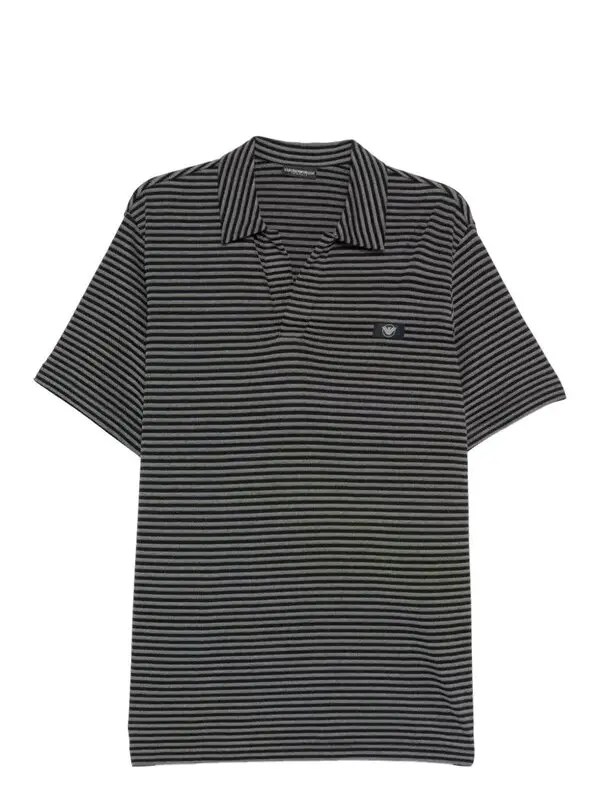 Emporio Armani Striped Polo Shirt - Black